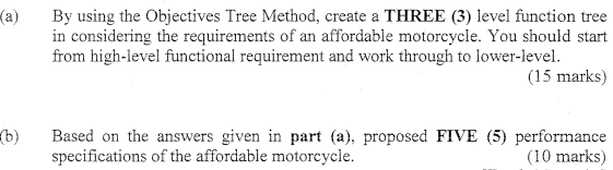 Solved (a) By using the Objectives Tree Method, create a | Chegg.com