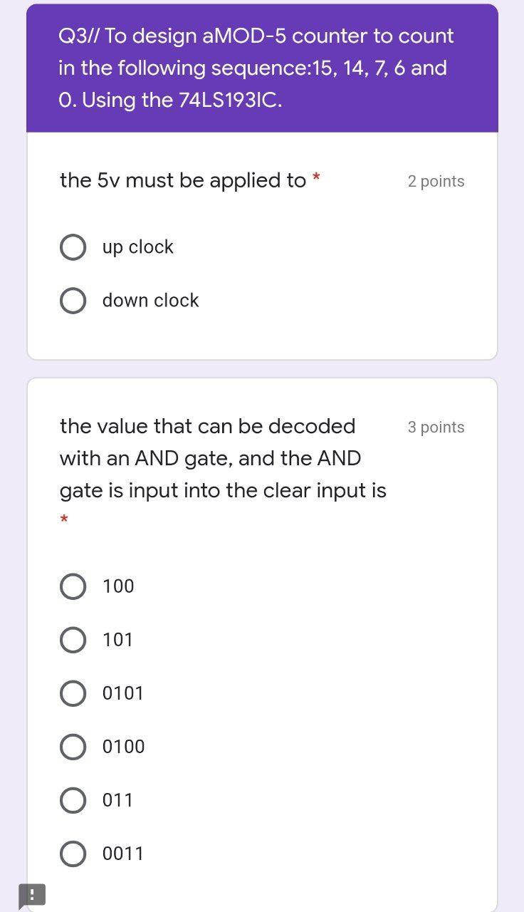 Solved Q3// To design a MOD-5 counter to count in the | Chegg.com