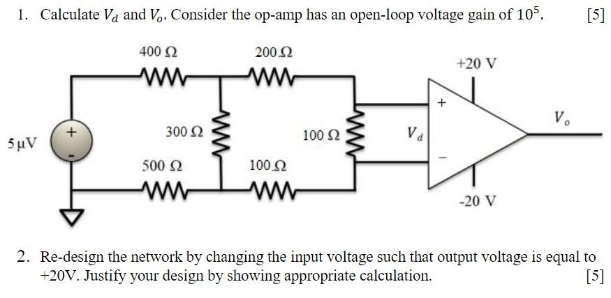 Solved 1. Calculate Vd and Vo. Consider the op-amp has an | Chegg.com