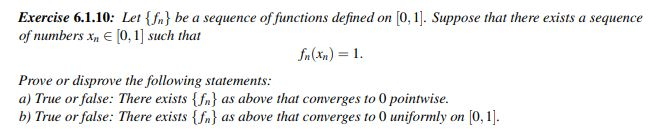 Solved Exercise 6.1.10: Let fn) be a sequence of functions | Chegg.com