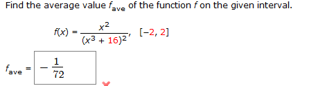Solved Find the average value fave of the function f on the | Chegg.com