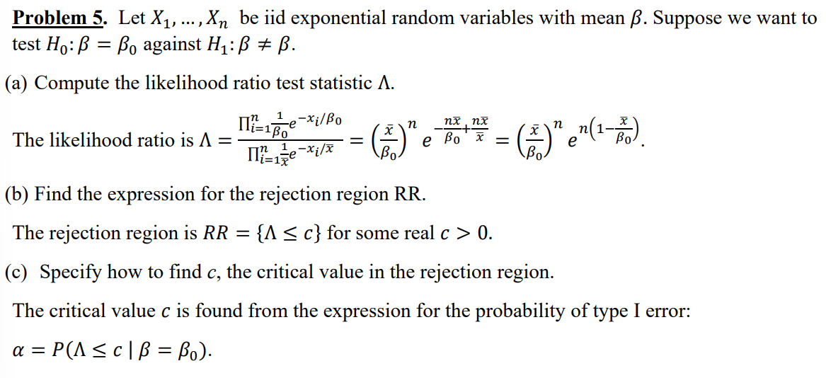 Solved Problem 5. Let X1,…,Xn be iid exponential random | Chegg.com