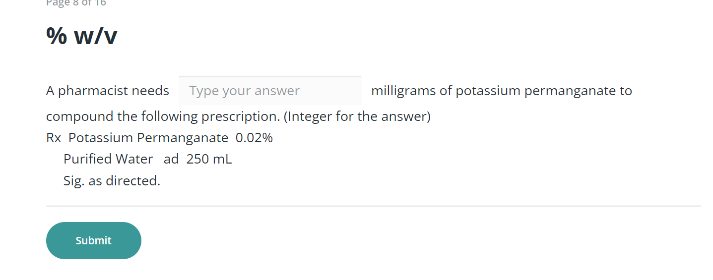 Solved A pharmacist needs milligrams of potassium | Chegg.com
