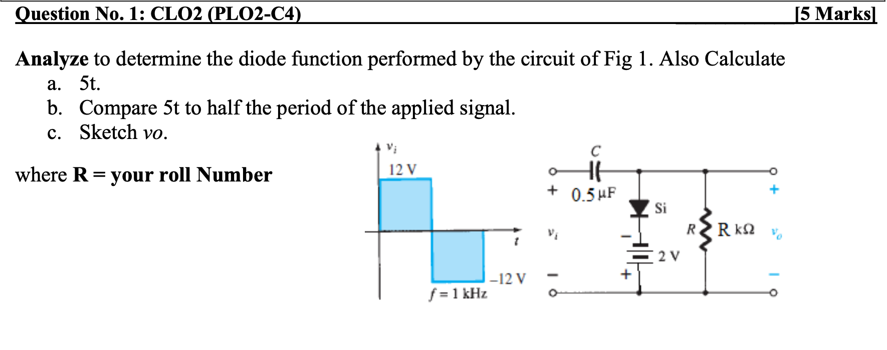 Solved Question No. 1: CLO2 (PLO2-C4). [5 Marks) Analyze to | Chegg.com