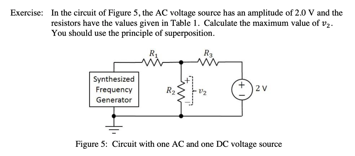Solved Exercise: In the circuit of Figure 5, the AC voltage | Chegg.com