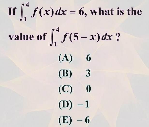 Solved If ∫14f(x)dx=6, what is the value of ∫14f(5−x)dx ? | Chegg.com