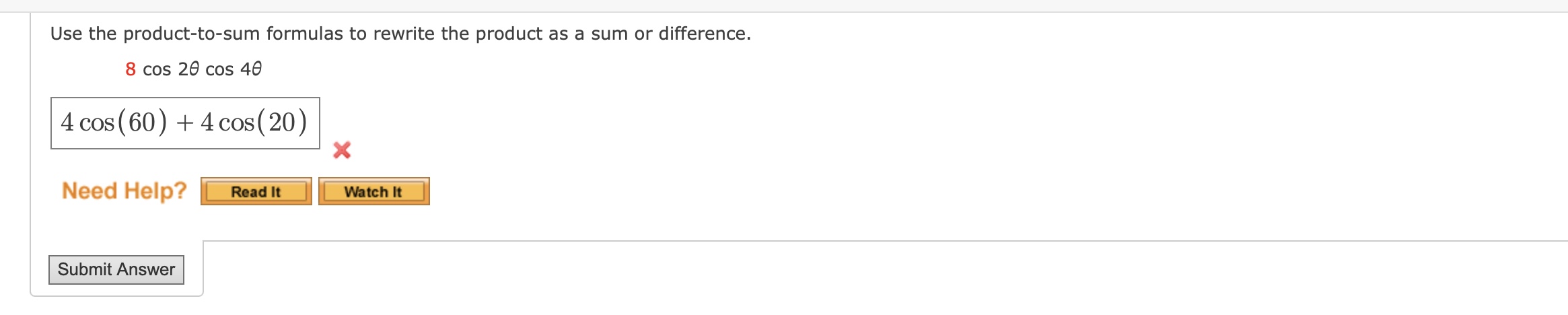 Solved Use the product-to-sum formulas to rewrite the | Chegg.com