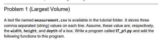 Solved Problem 1 (Largest Volume) A text file named | Chegg.com