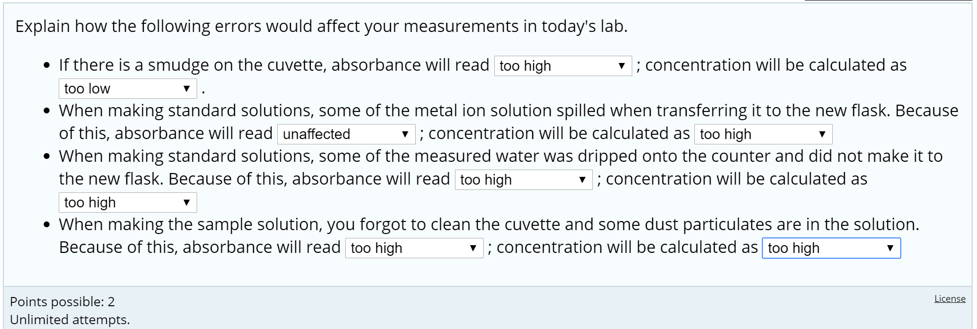 Solved Explain how the following errors would affect your | Chegg.com
