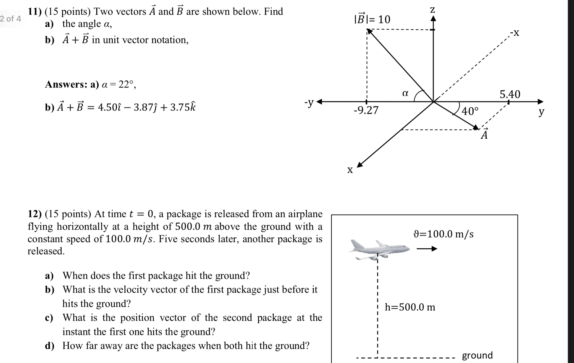 Solved (15 ﻿points) ﻿Two vectors vec(A) ﻿and vec(B) ﻿are | Chegg.com