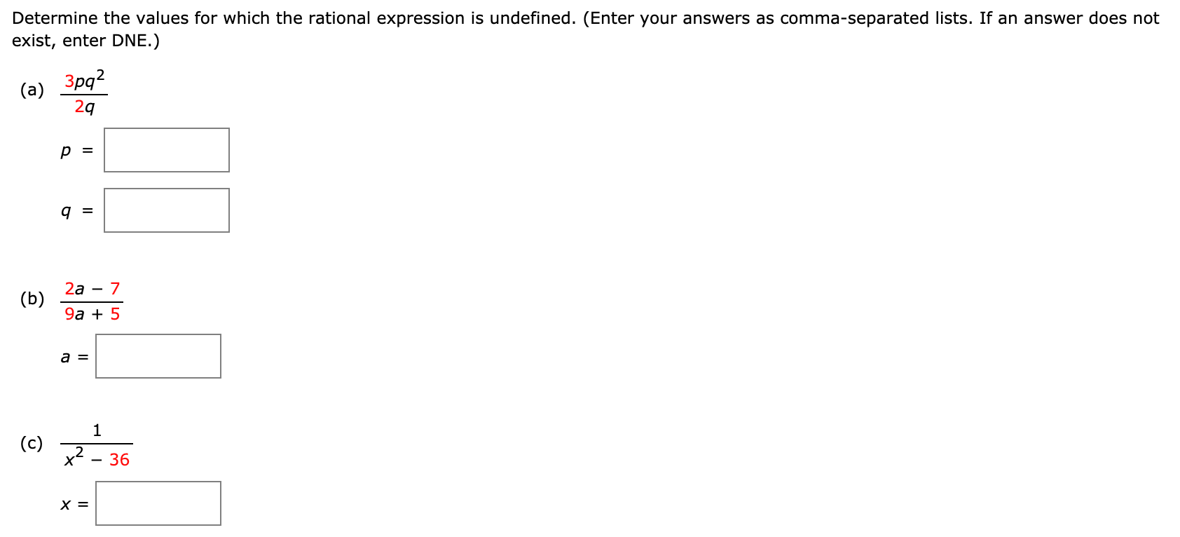 Solved Determine the values for which the rational | Chegg.com