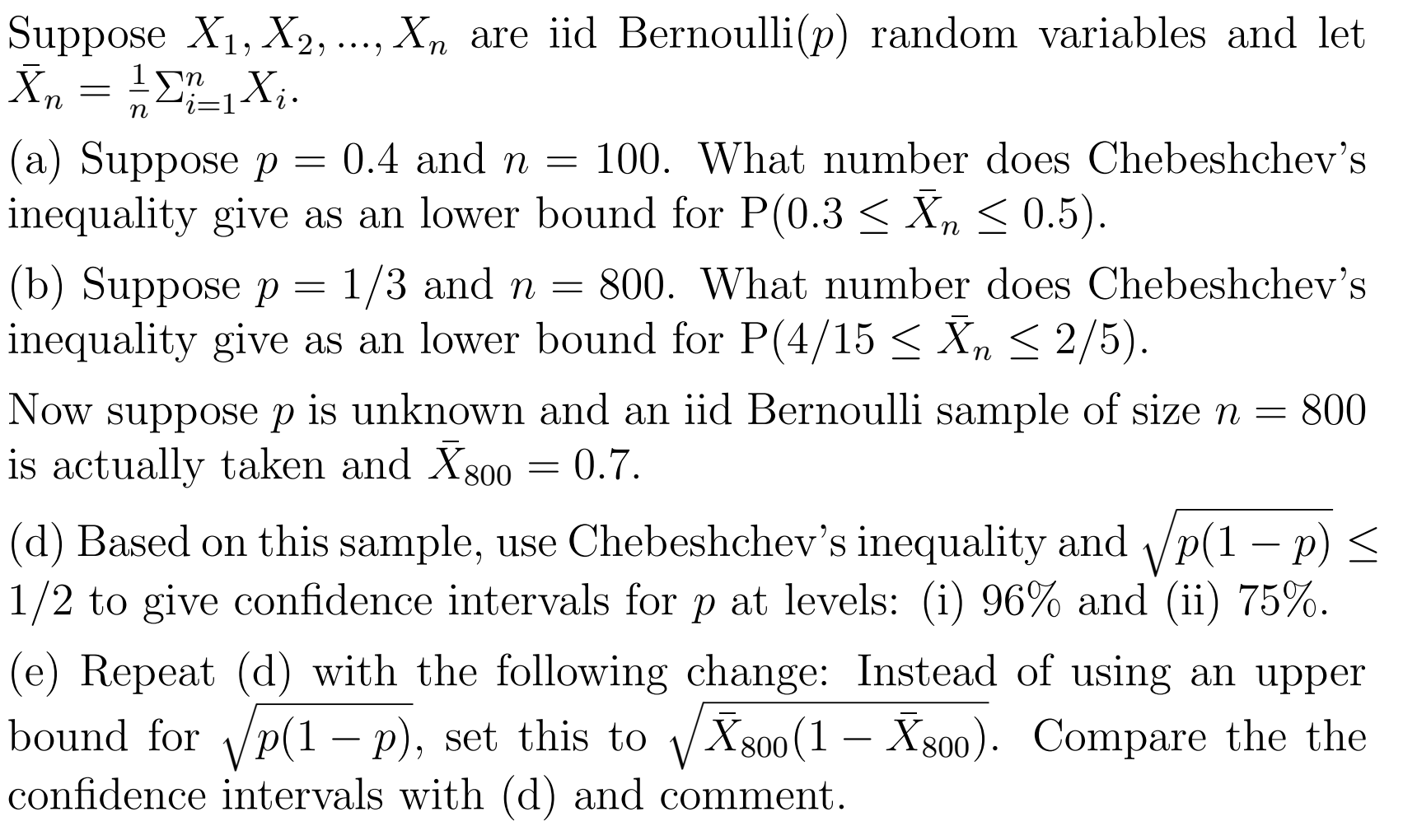 = Suppose X1, X2, ..., Xin are iid Bernoulli(p) | Chegg.com