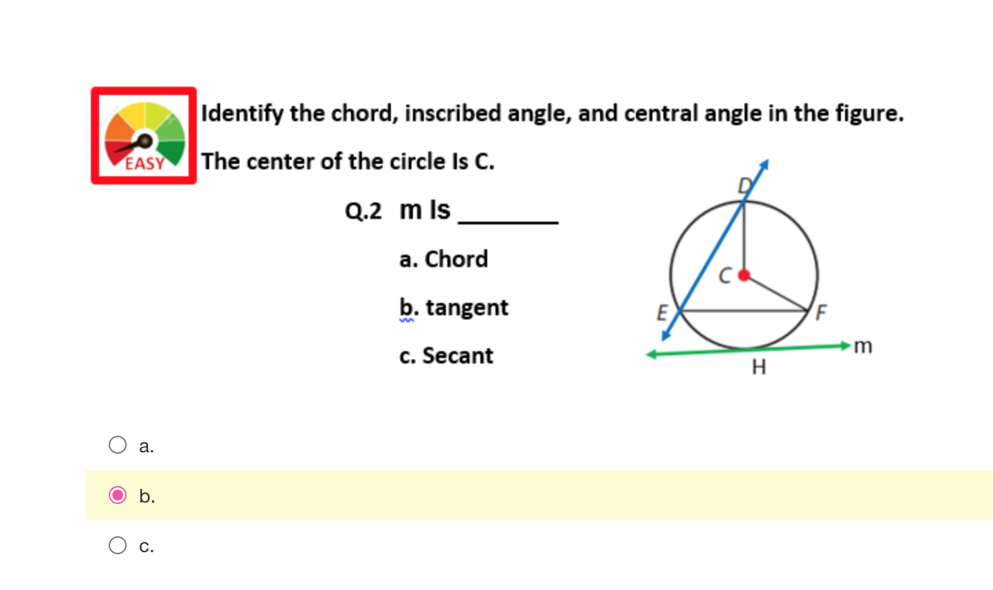 Solved Identify the chord, inscribed angle, and central | Chegg.com