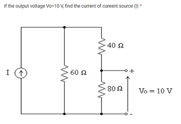 Solved If the output voltage V0=10V, ﻿find the current of | Chegg.com
