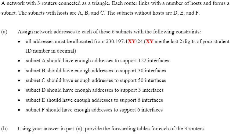 A network with 3 routers connected as a triangle. | Chegg.com