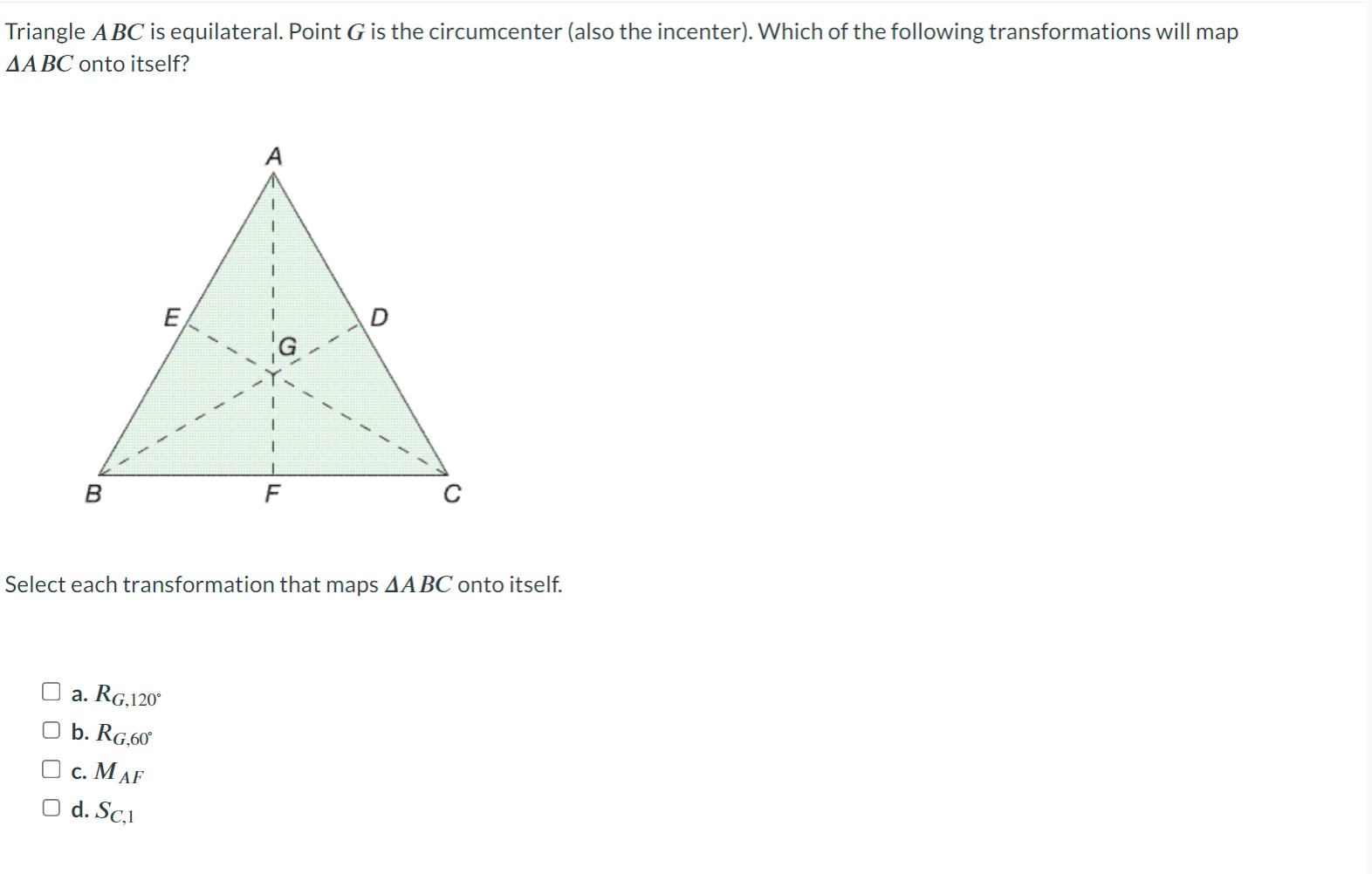 Solved Triangle ABC is equilateral. Point G is the | Chegg.com