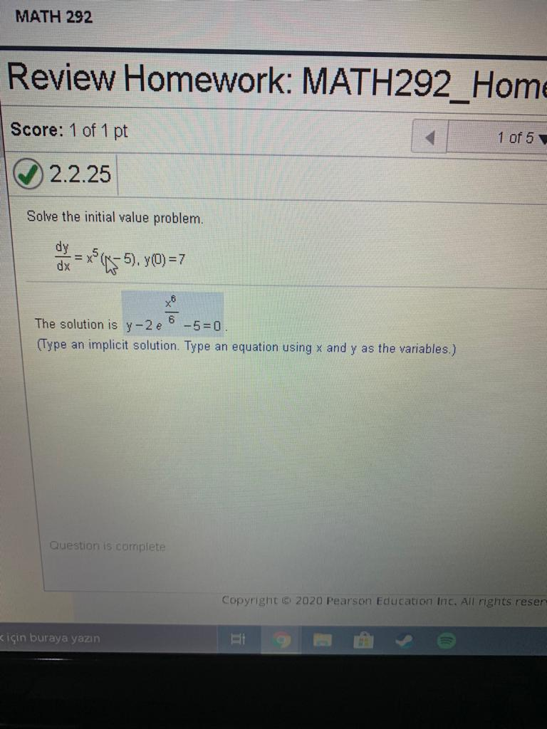 Solved MATH 292 Review Homework: MATH292_Hom Score: 1 of 1 | Chegg.com