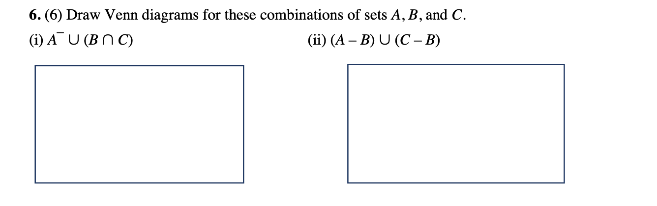 Solved 6. (6) Draw Venn diagrams for these combinations of | Chegg.com