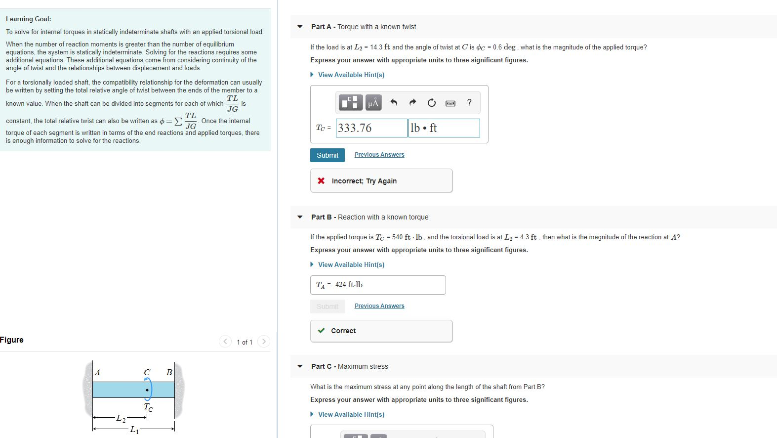 Solved Part A - Torque with a known twist Learning Goal: To | Chegg.com