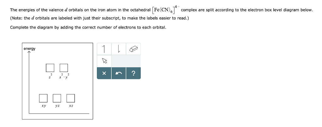 Solved )6 The energies of the valence d orbitals on the iron | Chegg.com