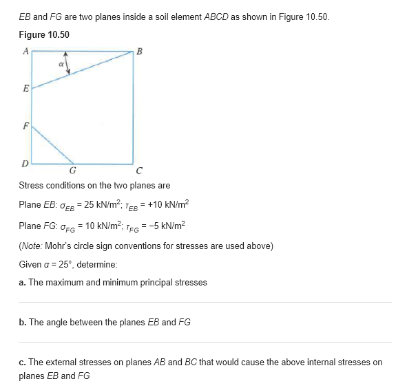 EB and FG are two planes inside a soil element ABCD | Chegg.com