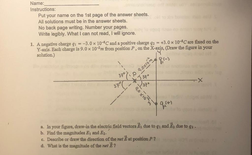 Solved Name: Instructions: Put your name on the 1st page of | Chegg.com