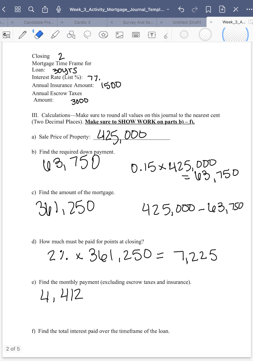 Am i doing the work correct? Also I need help with F. | Chegg.com