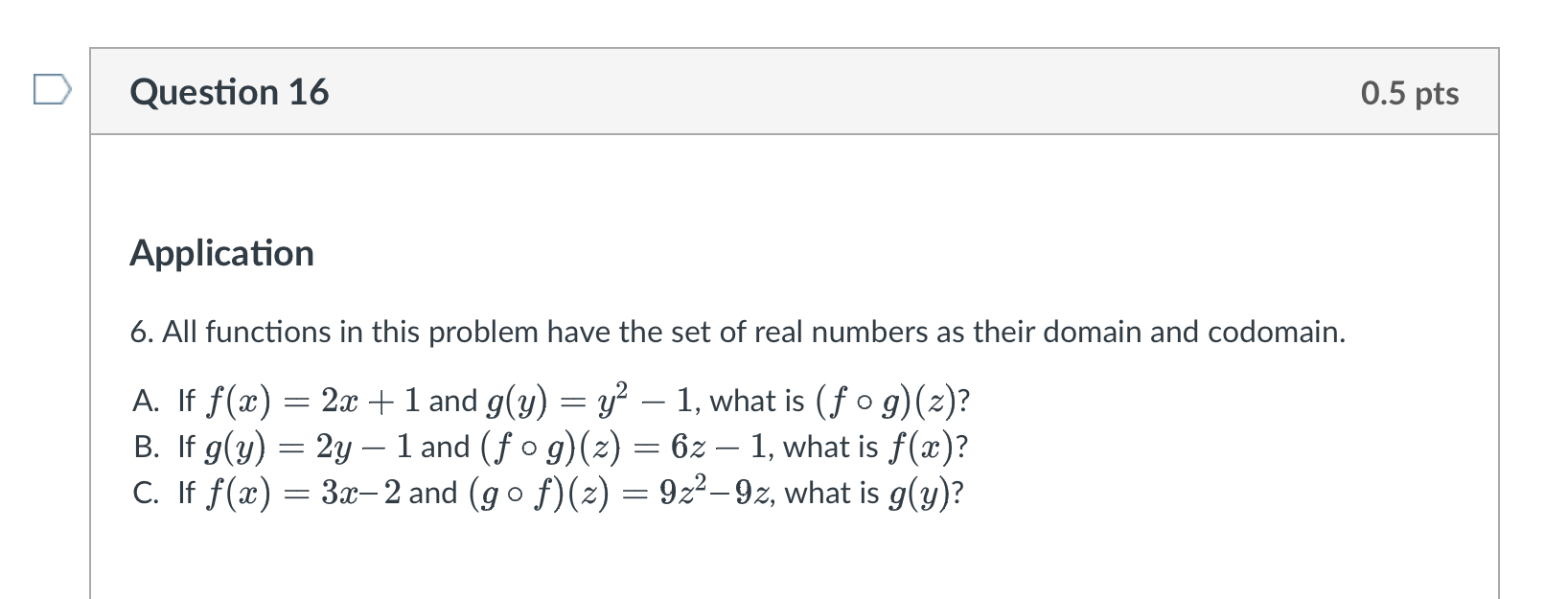 Solved If the functions are given algebraically, then the | Chegg.com
