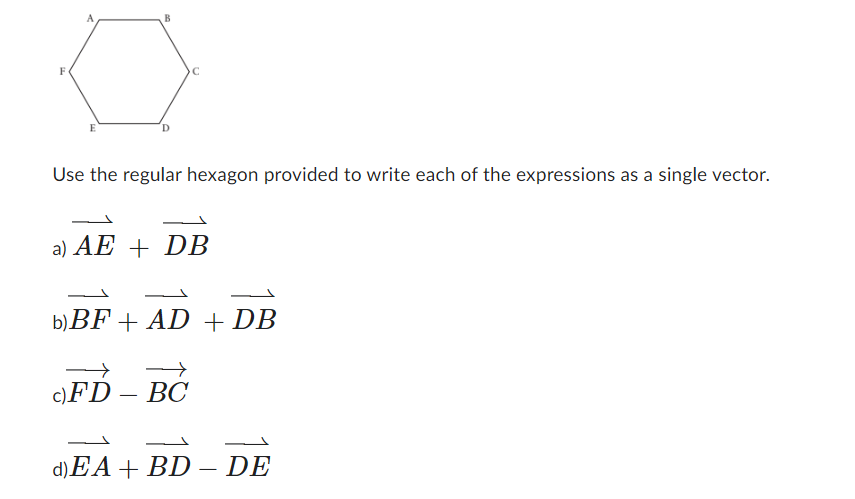 Solved Use the regular hexagon provided to write each of the | Chegg.com