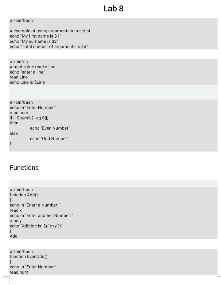Solved Lab 8 Bin Bash Example Of Using Arguments To A