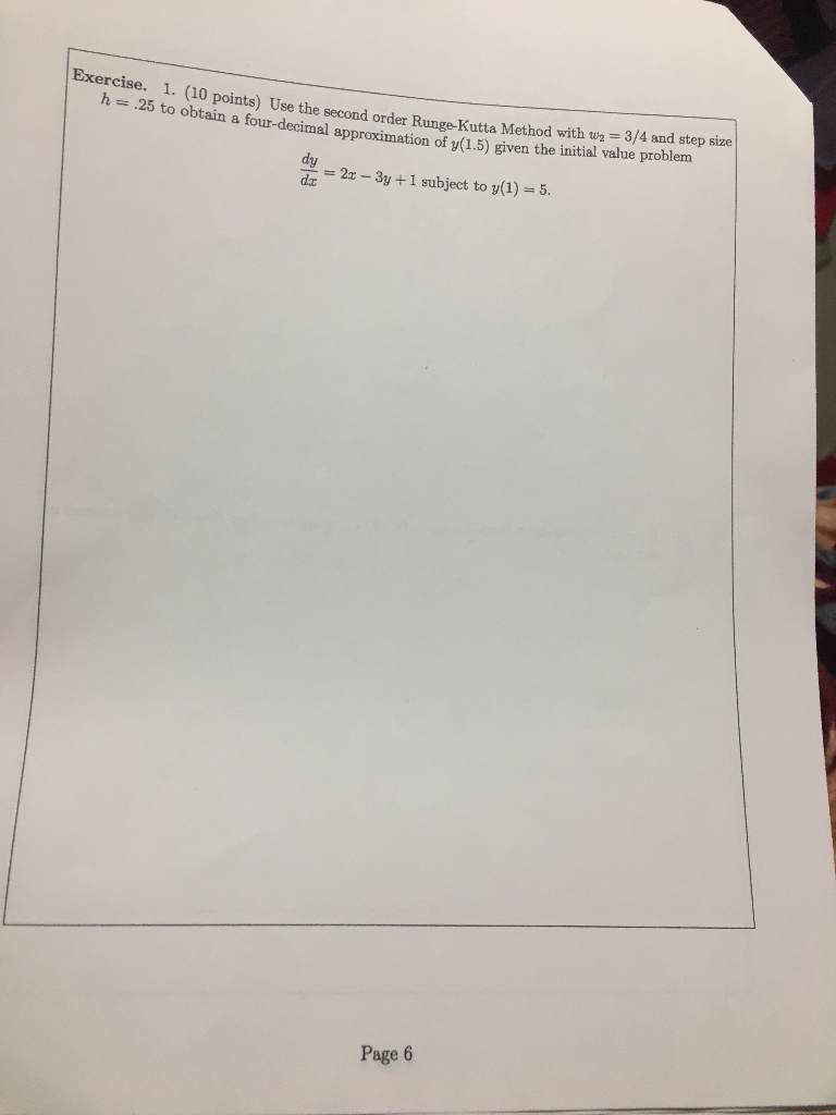 Solved xercise. 1. (10 points Use the second order Runge | Chegg.com