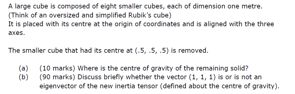 Solved A large cube is composed of eight smaller cubes, each | Chegg.com