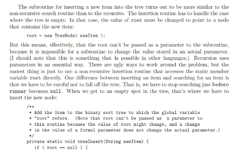 JAVA In Subsection 9.4.2, the textbook says that "if | Chegg.com