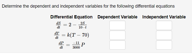 Solved Determine the dependent and independent variables for | Chegg.com