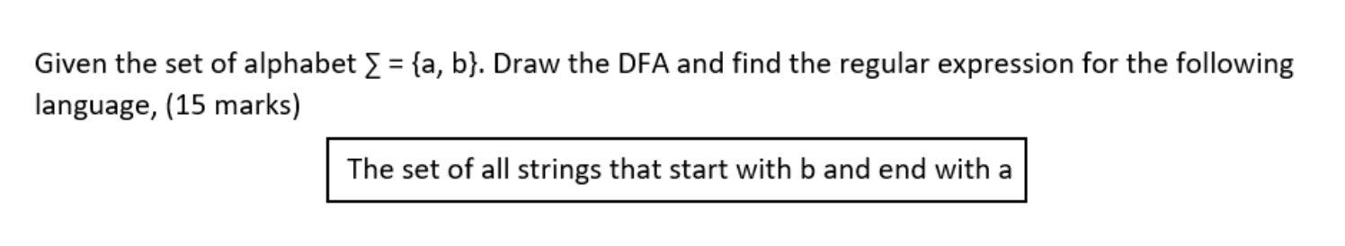 Solved Given the set of alphabet { = {a, b}. Draw the DFA | Chegg.com