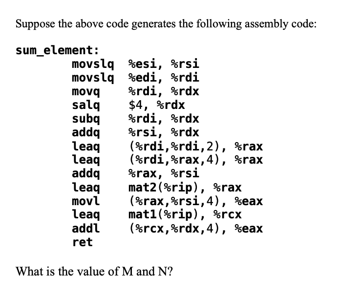 Solved Please give and explain the values of M and N for | Chegg.com