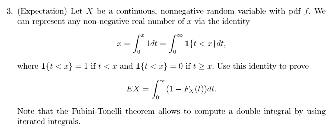 Solved (Expectation) Let X be a continuous, nonnegative | Chegg.com