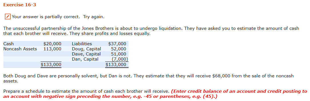 Solved Exercise 16-3 Your answer is partially correct. Try | Chegg.com