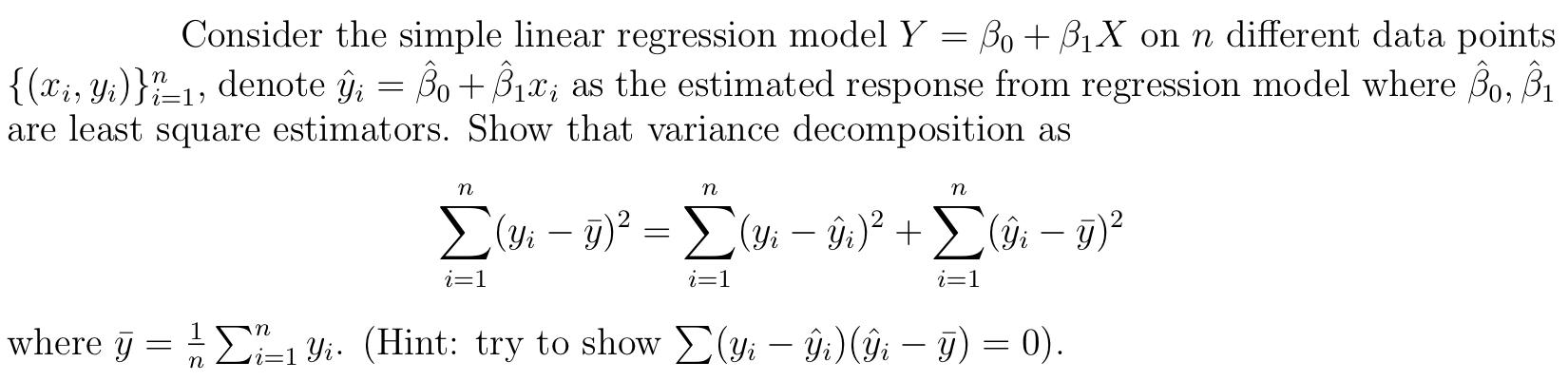 Solved Consider The Simple Linear Regression Model Y β0 8509