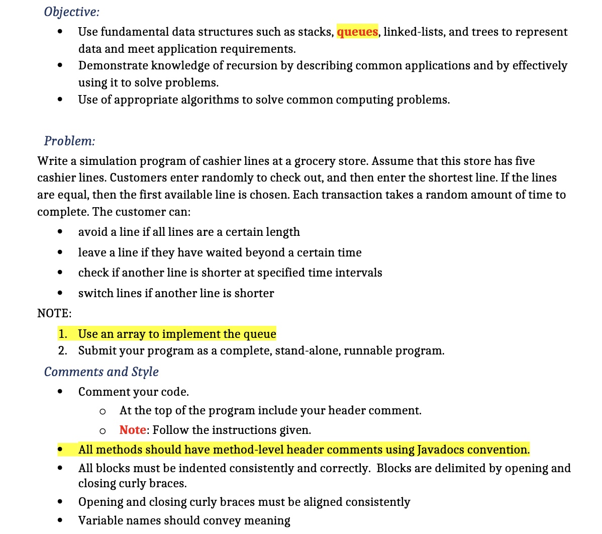 Solved Objective: - Use fundamental data structures such as | Chegg.com