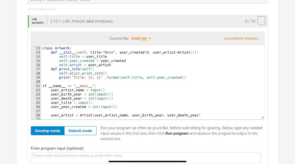 Solved \begin{tabular}{l|l} LAB & 2.15.1: LAB: Artwork label | Chegg.com Solved \begin{tabular}{l|l} LAB & 2.15.1: LAB: Artwork label | Chegg.com