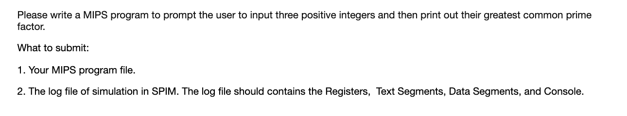 Solved Please write a MIPS program to prompt the user to | Chegg.com