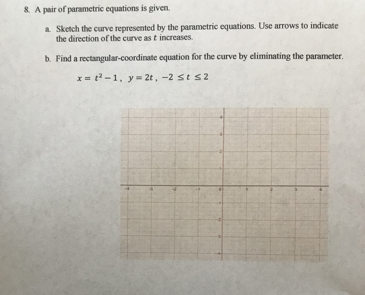 Solved 8. A pair of parametric equations is given. a. Sketch | Chegg.com