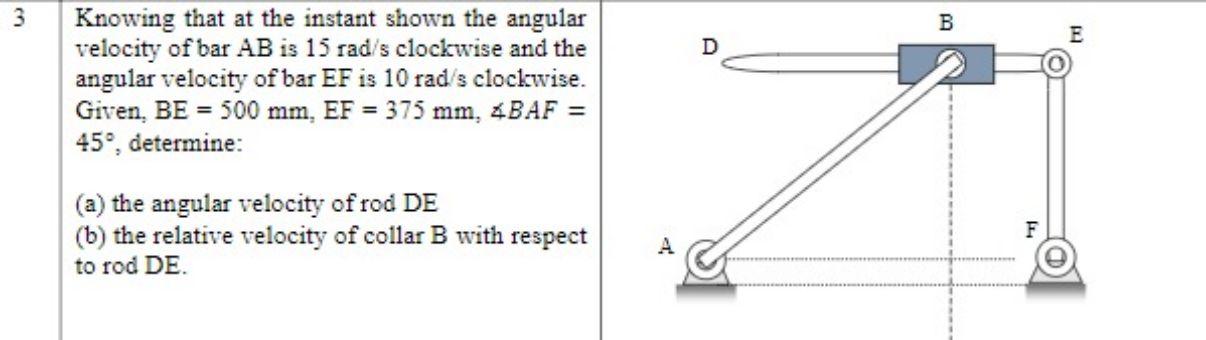 Solved 3 Knowing That At The Instant Shown The Angular