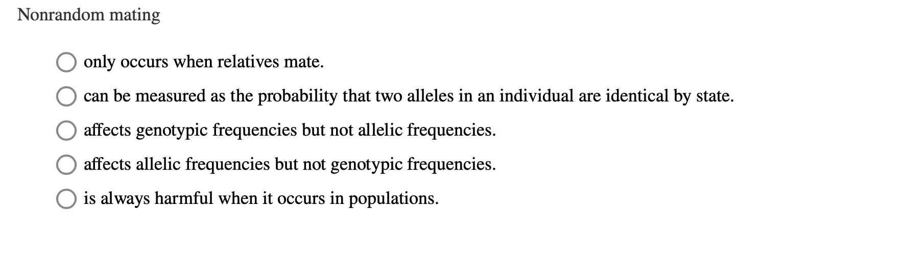 Solved Nonrandom mating only occurs when relatives mate can | Chegg.com
