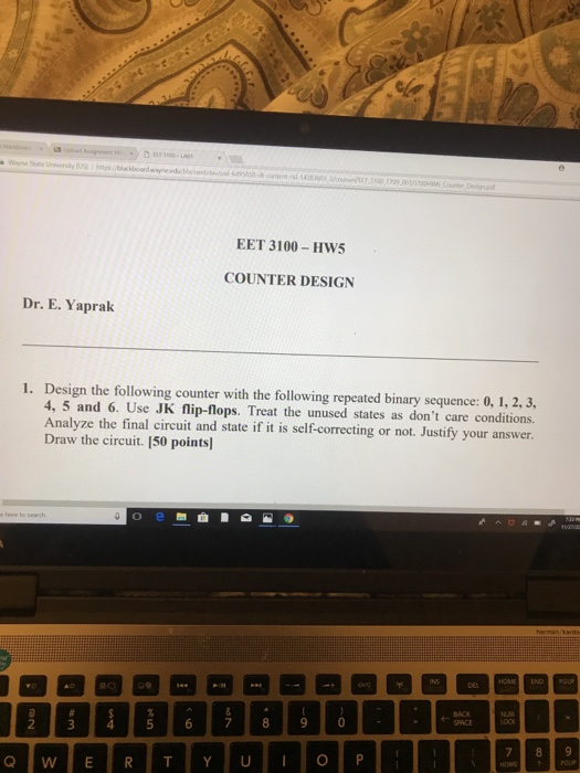 Solved EET 3100 HW5 COUNTER DESIGN Dr. E. Yaprak Design the | Chegg.com