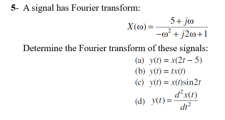 Solved 5- ﻿A signal has Fourier | Chegg.com
