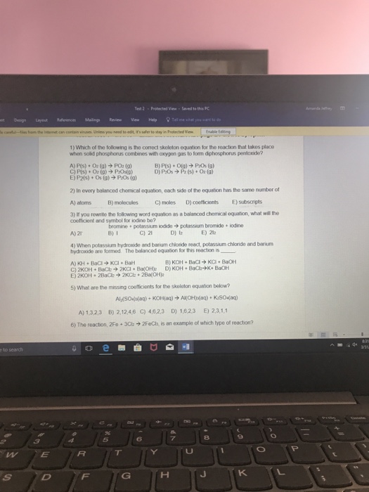 Solved Test 2 Protected View Saved t this PC 1) Which of the | Chegg.com