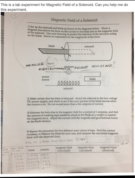 This is a lab experiment for Magnetic Field of a | Chegg.com