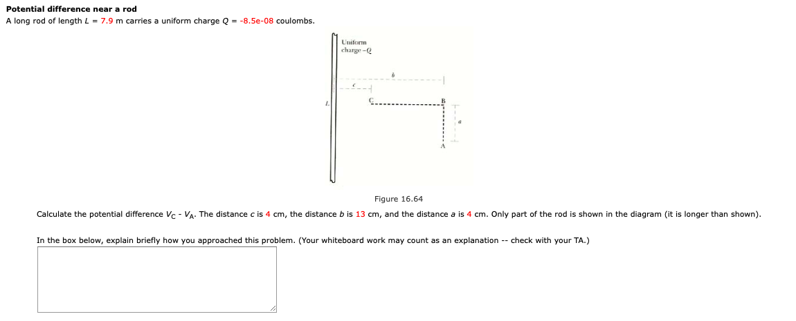 Solved Potential difference near a rod A long rod of length | Chegg.com